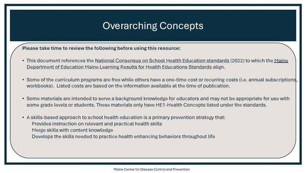 Maine CDC School Health Resources and Lessons – Maine Prevention Store