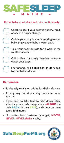 Safe Sleep Rack Card – Maine Prevention Store